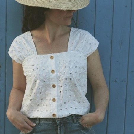 Patron blouse col v yuki avec option grand col vintage et col bateau en ...