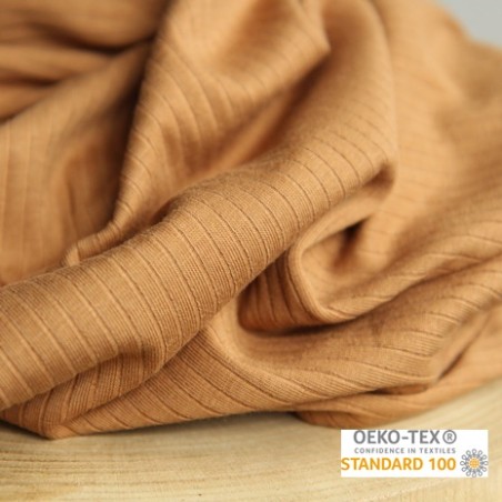 tissu côtelé en jersey - caramel
