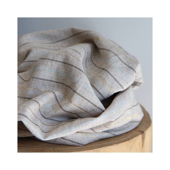 Tissu lin au mètre - Tissu lin lavé, uni et imprimé - Un chat sur un fil