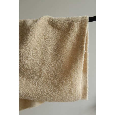 Tissu teddy beige clair - Tissu sherpa fausse fourrure - Un chat sur un fil